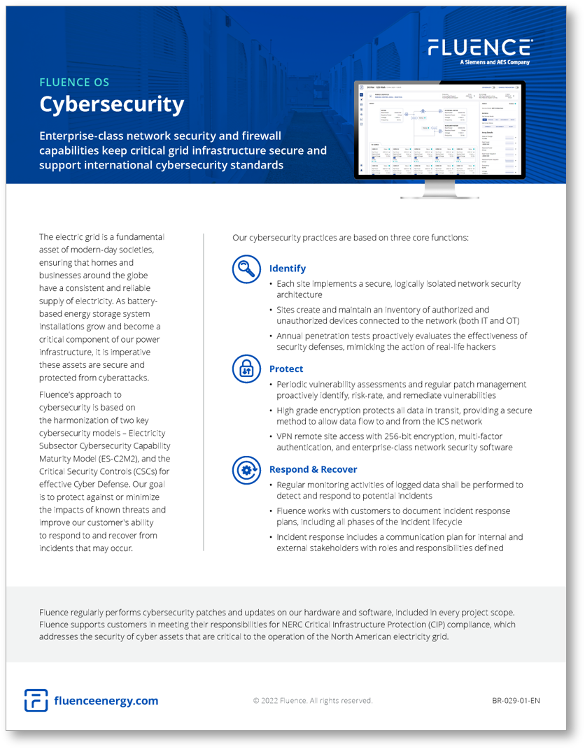 Download the Fluence OS Cybersecurity Brochure